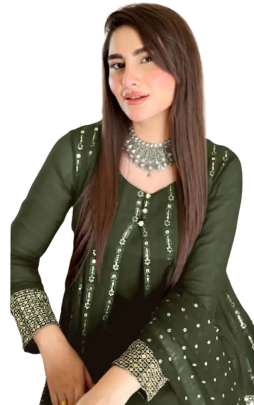 Buy Amima Lifestyle Women's Faux Georgette & Dupatta Fabric-Nazmin Semi ...