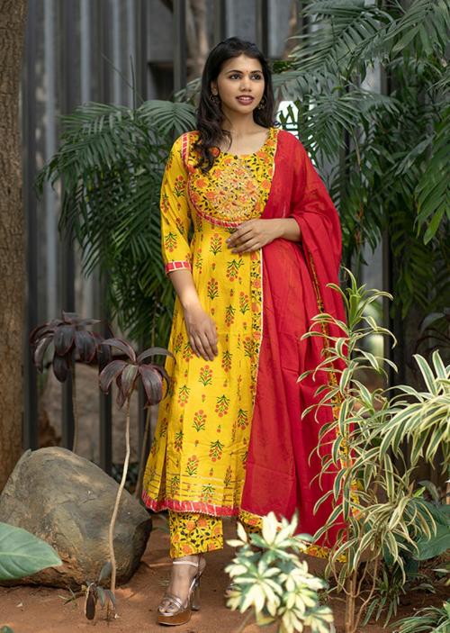 Buy Shri Krishna Fabric Women's Rayon Printed & Ethnic Printed Anarkali ...