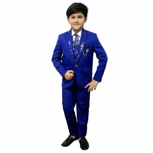 Buy KLAUD ZEE Boys Royal Blue Solid Matty Fabric 5-Piece Suit Set Online at Best Prices in India ...