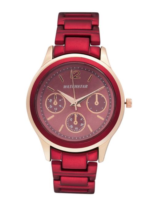 Buy Watchstar Analogue Maroon Dial Multicolor Strap Watch For Women ...