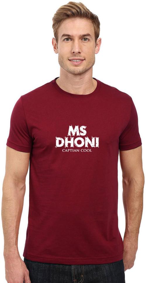 Buy Redfool Fashions Men Maroon Printed Cotton Blend Round Neck T-Shirt ...