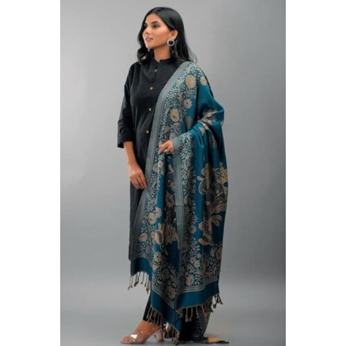 Buy Zingle Women's Kashmiri Warm Woolen Heavy Embroidered Floral Design ...