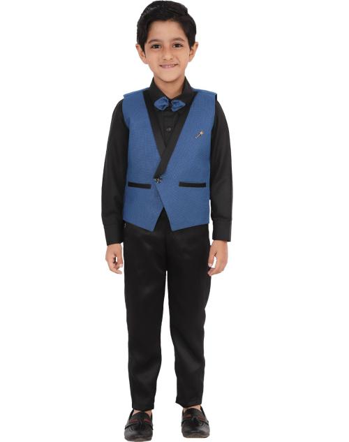 Buy Dkgf Fashion Boys Blue Self Design Cotton Blend Shirt Pant Online ...