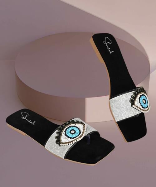 Buy Shoestail Flats Casual Sandal Black For Women Online at Best Prices ...