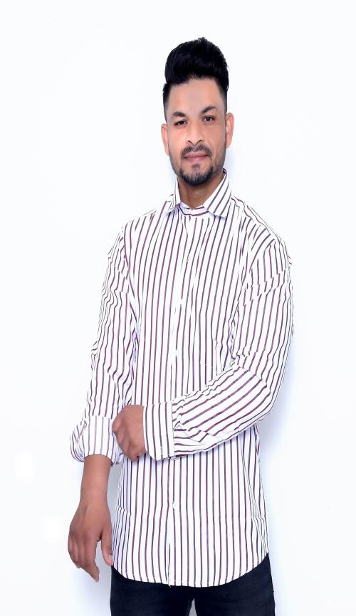 Buy AISH N RIDH Men Striped Casual White Shirt () Online at Best Prices ...