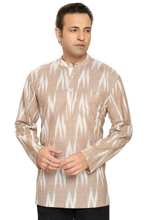 Buy ARCHATTIRE Men Brown Cotton Designer Short Kurta (Size 40) Online ...