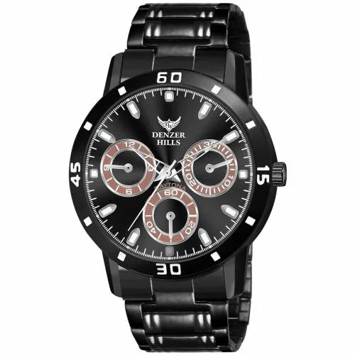 Buy Denzer Hills Mens Big Face Stainless Steel Analog Quartz Watches ...