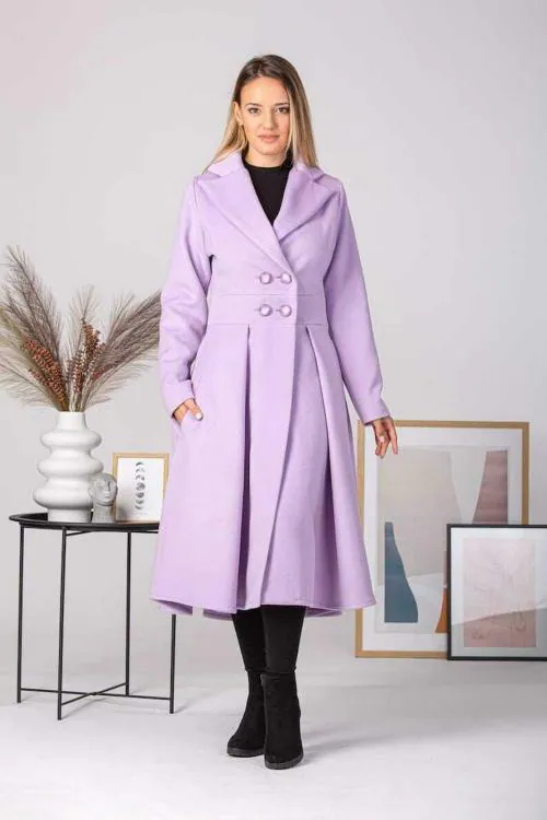 Buy EUPHORIA WARDROBE Women Lavender Solid Princess Cut Polyester Coats ...