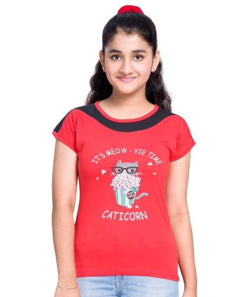 Buy Little Funky Pure Cotton Half sleeve Graphic Printed Round neck ...