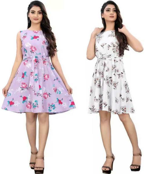 Buy SHREE INFINITY EXPORT Multicolor Printed Crepe Dress Online at Best ...