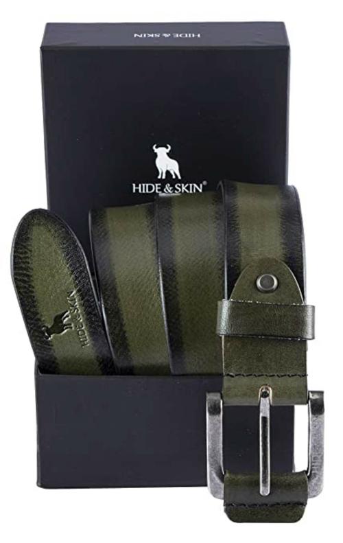 Buy Hide And Skin Green Men Leather Casual Belt Online at Best Prices ...