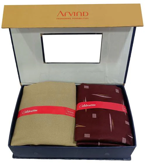 Buy Arvind Polycotton Burgundy print Shirt & Trouser Fabric Online at ...