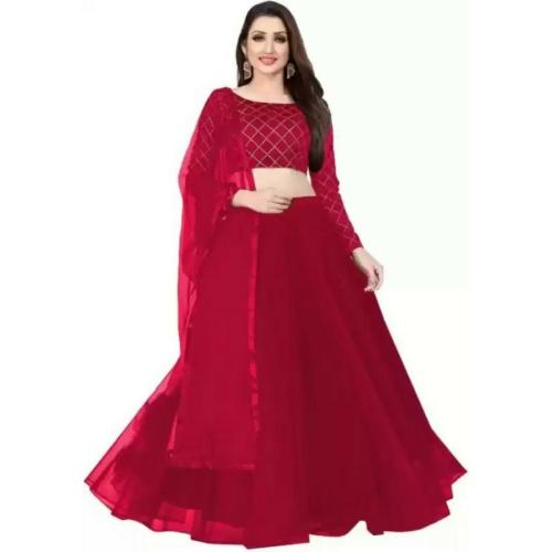 Buy Dealfab net semi stitch lehenga choli For Women(riya maroon) Online ...