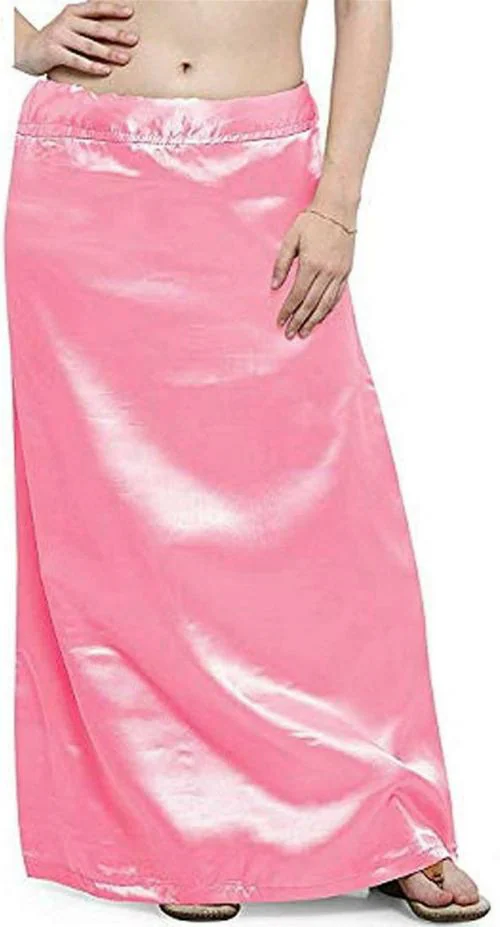 Buy Kavya Designer Women Pink Satin Blend Saree Petticoat (L) (Pack of ...