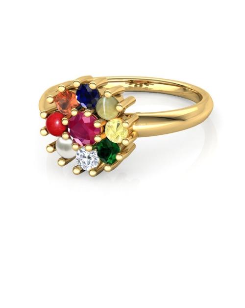 Buy CEYLONMINE GOLD PLATED NATURAL NAVRATAN STONE RING Online at Best ...