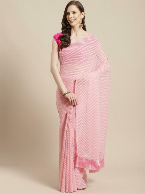 Buy VASTRANAND Women Pink Poly Georgette Woven Design Saree Online at ...