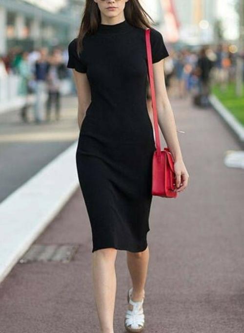 Buy RW Rimsha wear Black polo neck women dress Online at Best Prices in ...