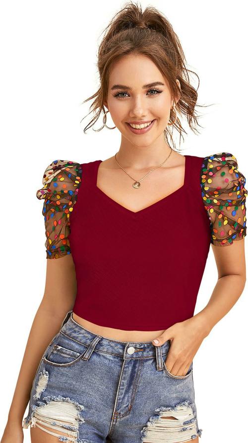 Buy Zeny Enterprise Women Maroon Self Design Polyester Blend Top (XL ...