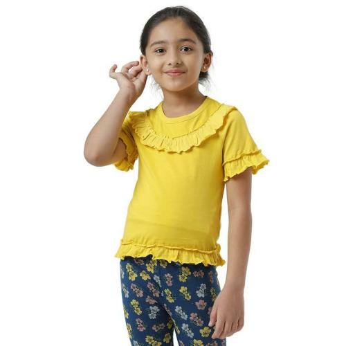 Buy De Moza Girls Yellow Solid Cotton Top - 12 to 13 Years Online at ...