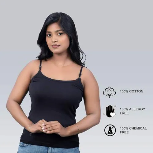 Buy UNSANELY Women's Regular Fit 100% Cotton Camisole Slip Spaghetti ...