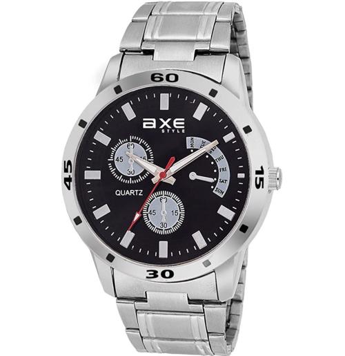 Buy Axe Style Analog Black Dial Silver Strap Watch for Men - (X1115SM01 ...