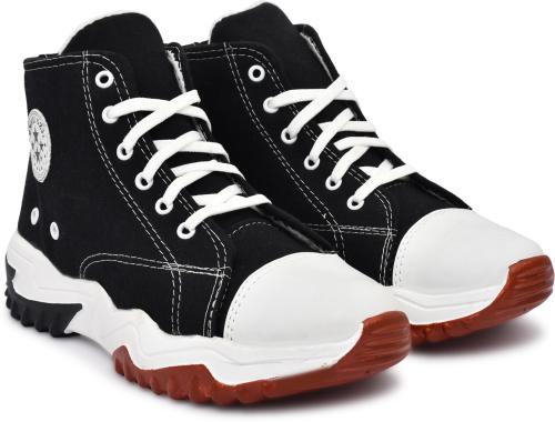 Buy OZJI Premium Fabric Ankle Sneakers Shoes For Men (Black) Online at ...