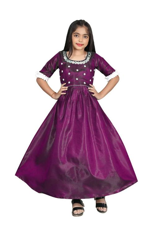Buy Shree Fashion Baby Wine Solid Silk Playwear Gown (Mirror Moti 16) Online at Best Prices in ...
