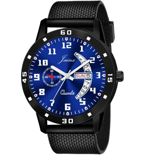 Buy Jainx Day and Date Function Blue Dial Analog Watch For Men Online ...
