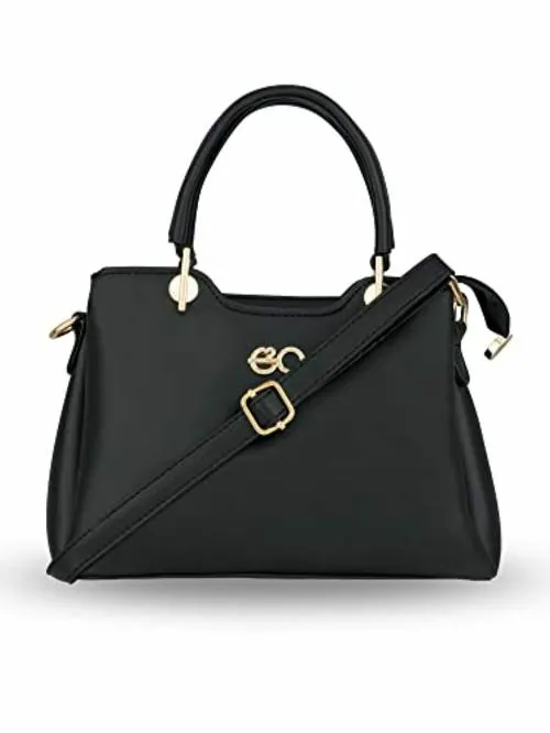 Buy E2O Women's Black Polyurethane Satchel Handbag Online at Best ...