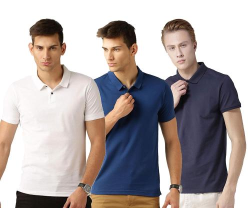 Buy Fastoche Men Multicolor Cotton Blend Polo Tshirt (Pack Of 3) Online ...