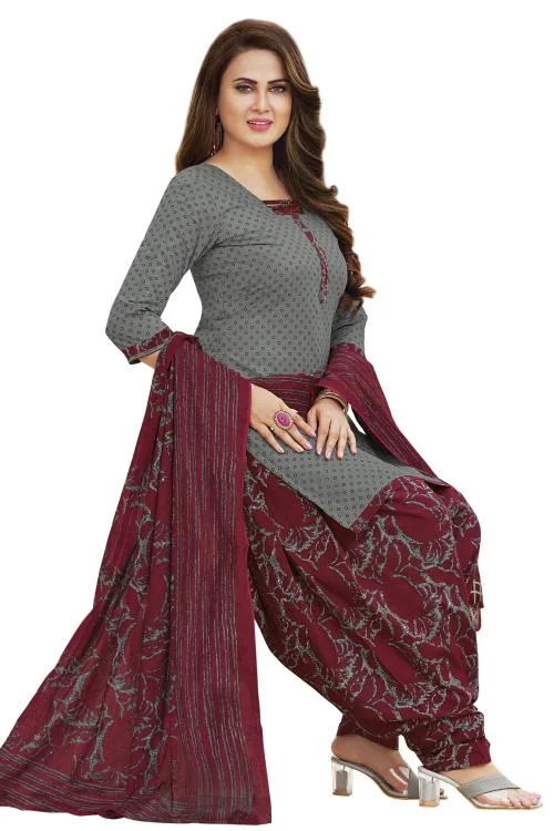 Buy SHREE JEENMATA COLLECTION 1757 GREY PATIYALA UNSTICHED DRESS MATERIAL Online at Best Prices ...