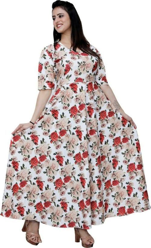 Buy MISS AYSE Women White Floral Polyester A-line Dress Online at Best ...