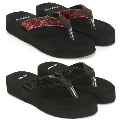 Buy Skytrap Maroon, Black Solid Shimmer Slippers Flipflop for Women ...