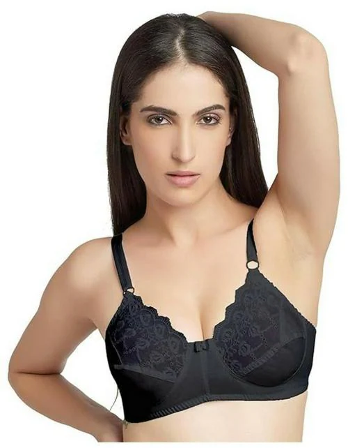 Buy DAISY DEE Women's Cotton Non Padded Wirefree Full Coverage Bra - (Black, 40C) Online at Best ...