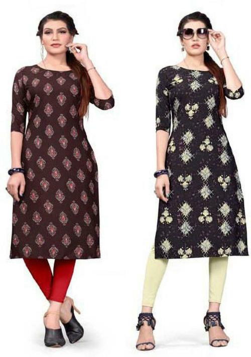 Buy SHREE INFINITY EXPORT Women Multicolor Printed Crepe Straight Kurta Online at Best Prices in ...