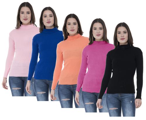 Buy IndiWeaves Women Woollen Warm Full Sleeves High Neck Skivvy (Pack ...