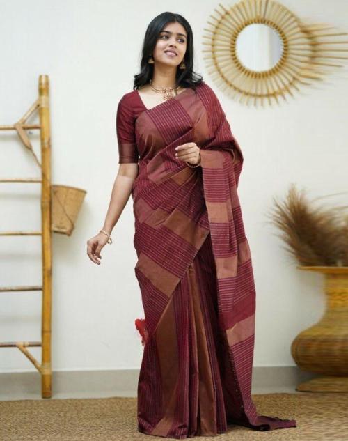 Buy Siril Poly Silk Maroon Color Saree with Blouse piece | sarees for ...