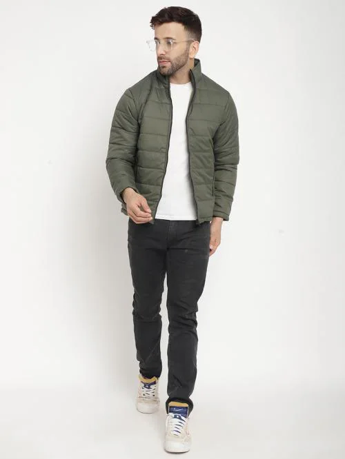 Buy Better Think Men Green Self Design Nylon Quilted Jacket (S) Online ...
