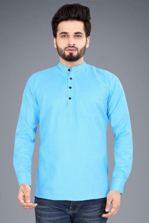 Buy SOPANI Men Solid Straight Kurta (Light Blue) Online at Best Prices in India - JioMart.