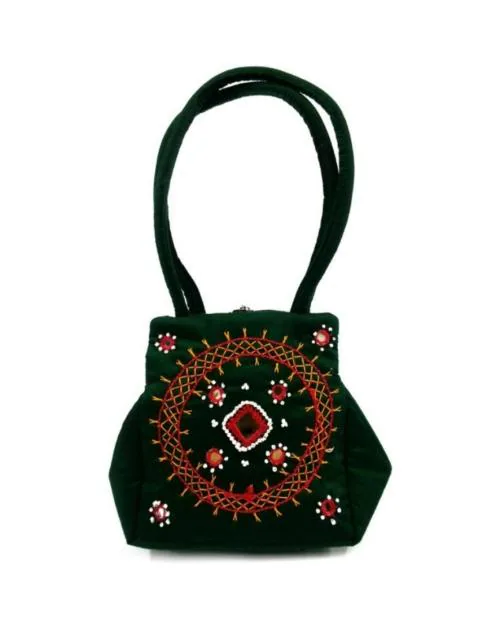 Buy LL LEATHER LAND DESIGNER BAGS Green Cotton Handbag Online at Best ...