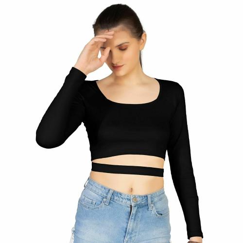 Buy Ad2Cart Women Black Cotton Va4396 Deep Square Neck Crop Top (S ...