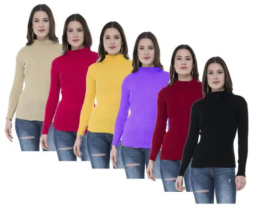 Buy IndiWeaves Women Woollen Warm Full Sleeves High Neck Skivvy (Pack ...
