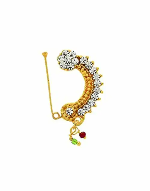 Buy Anuradha Art Jewellery Women Gold-Plated Metal Maharashtrian Nath Online at Best Prices in ...
