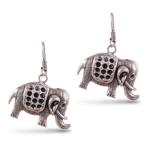 Buy Wonder Wardrobes Woman Cute Mini Silver Elephants Silver Earrings Colour Silver 12 Gm Online ...