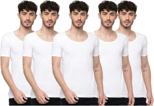 Buy RENOX Men Solid Pack of 5 Vest (100) Online at Best Prices in India ...