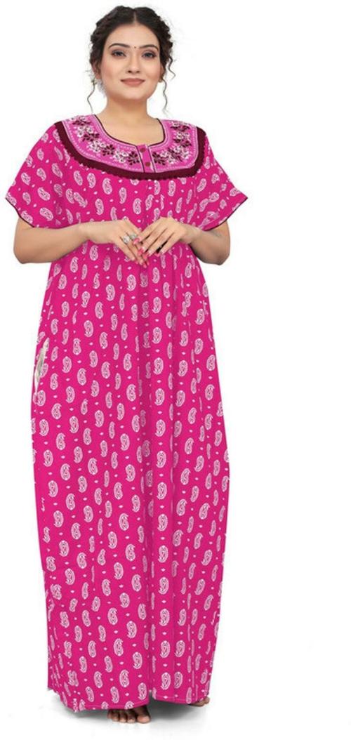 Buy HauteLook Women Pure Cotton Nighty Gown-Fancy-keri-embroderiry ...