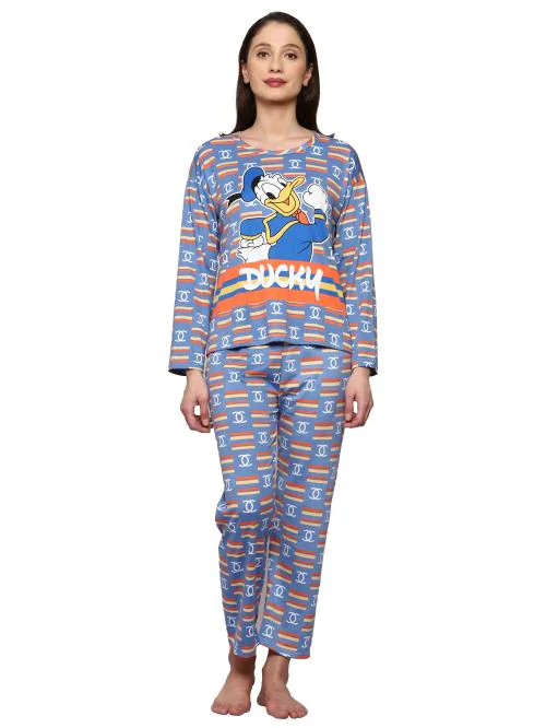 Buy AUREA Full Sleeves Digital Graphic Printed T-Shirt Pyjama Night ...