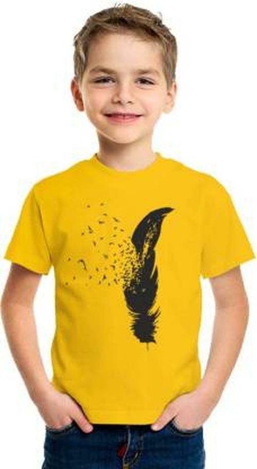 Buy KIDDY STAR Boys Yellow Graphic Print Cotton Blend Round Neck T ...