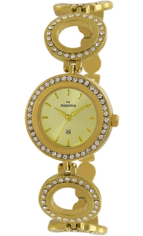 Buy Maxima Analog Gold Dial Gold Strap Watch For Women (O-64051BMLY ...