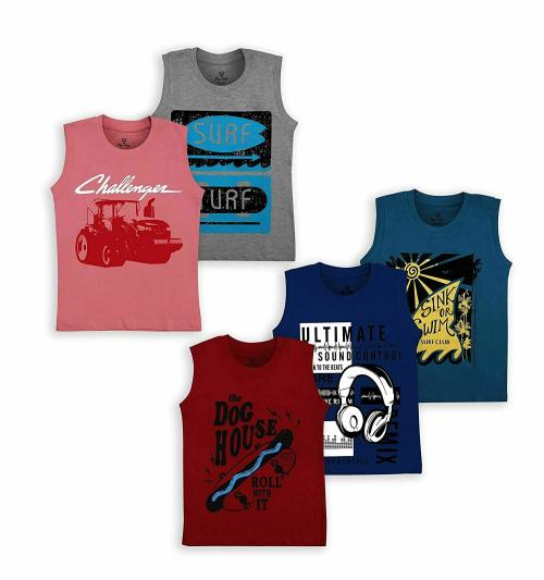 Buy PIP N PAP Boys Multicolor Cotton T-Shirt (Pack of 5) Online at Best ...